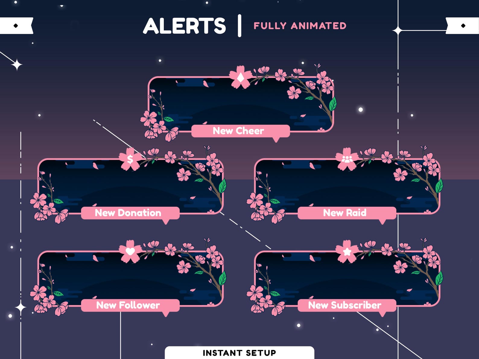 Sakura Boom Animated Stream Alert Package | Japan Theme | Vtuber ...
