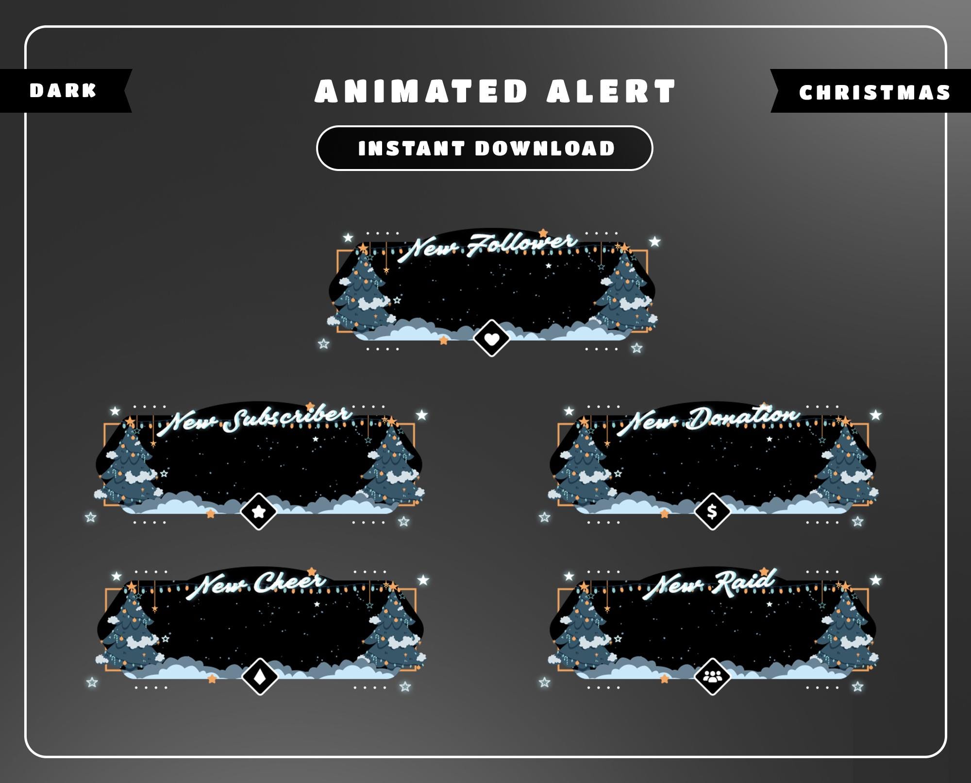 Dark Christmas Animated Stream Overlay Package for Twitch, Youtube,kick ...