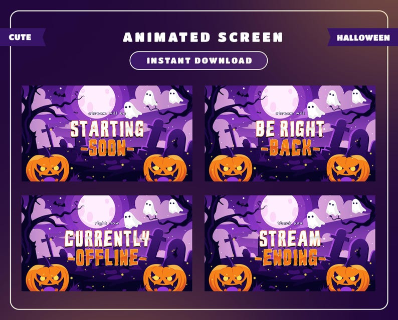 Cute Halloween Animated Stream Screen for Twitch Youtube, Screen ...