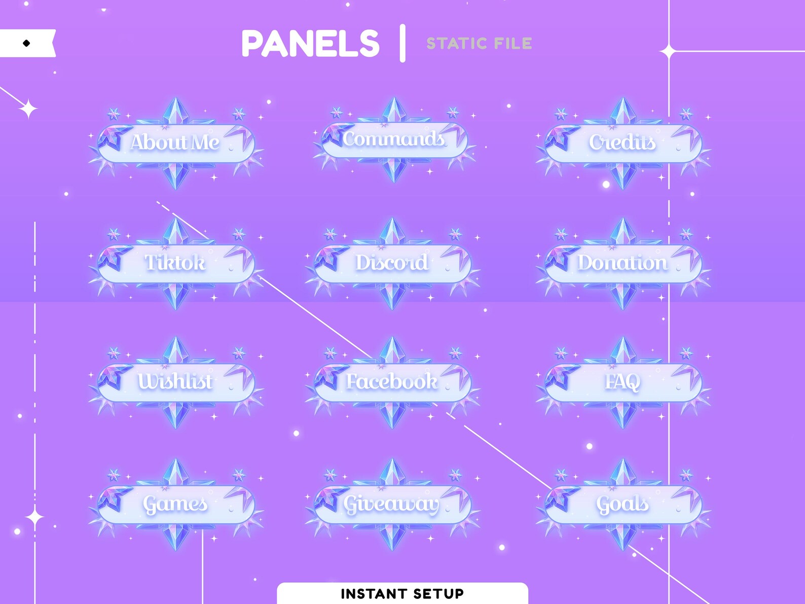 Star Crystal Animated Stream Overlay Package for Twitch, Crystal Stream ...