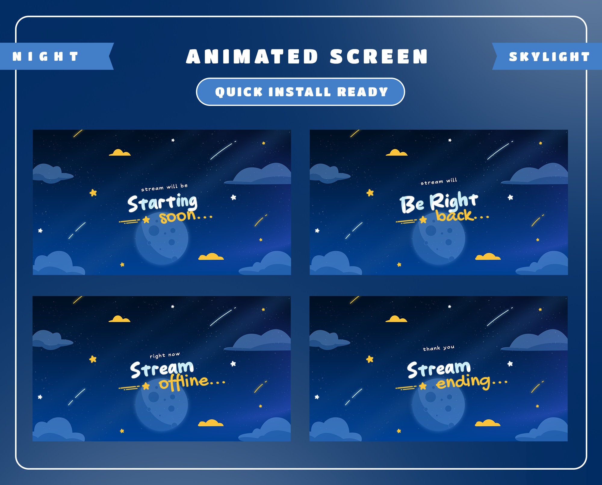 Night Skylight Animated Overlay Package Galaxy Theme Vtuber Overlay Panel Transition Alert ...