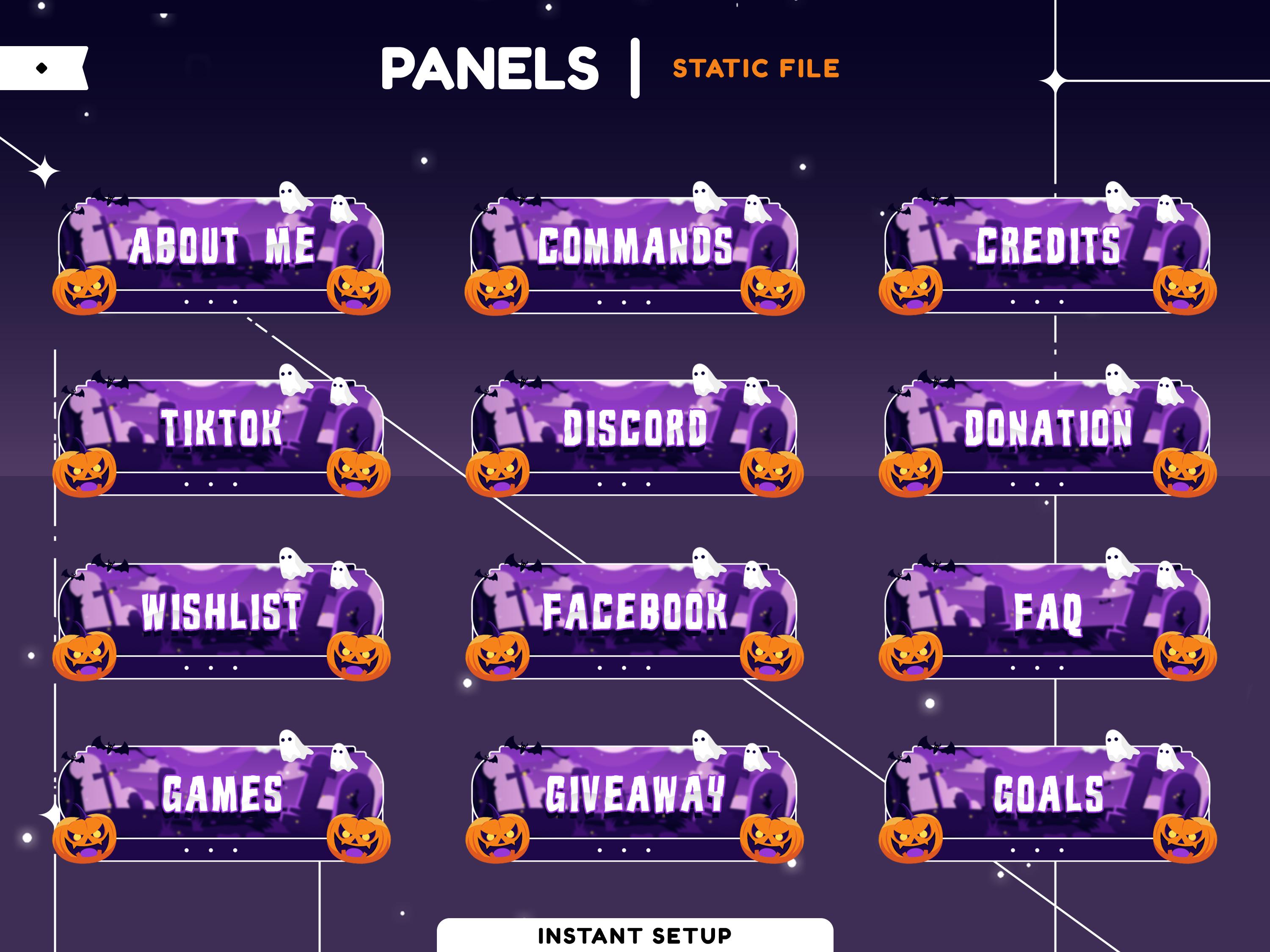 Cute Halloween Static Panel Overlay for Twitch, Kick, Youtube ...