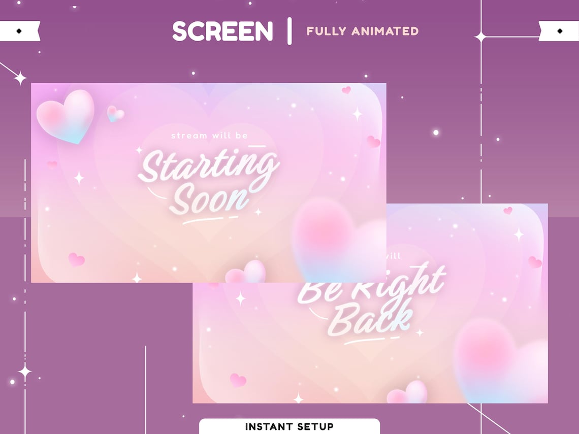 Pastel Love Animated Stream Overlay Package for Twitch, Youtube, Kick ...