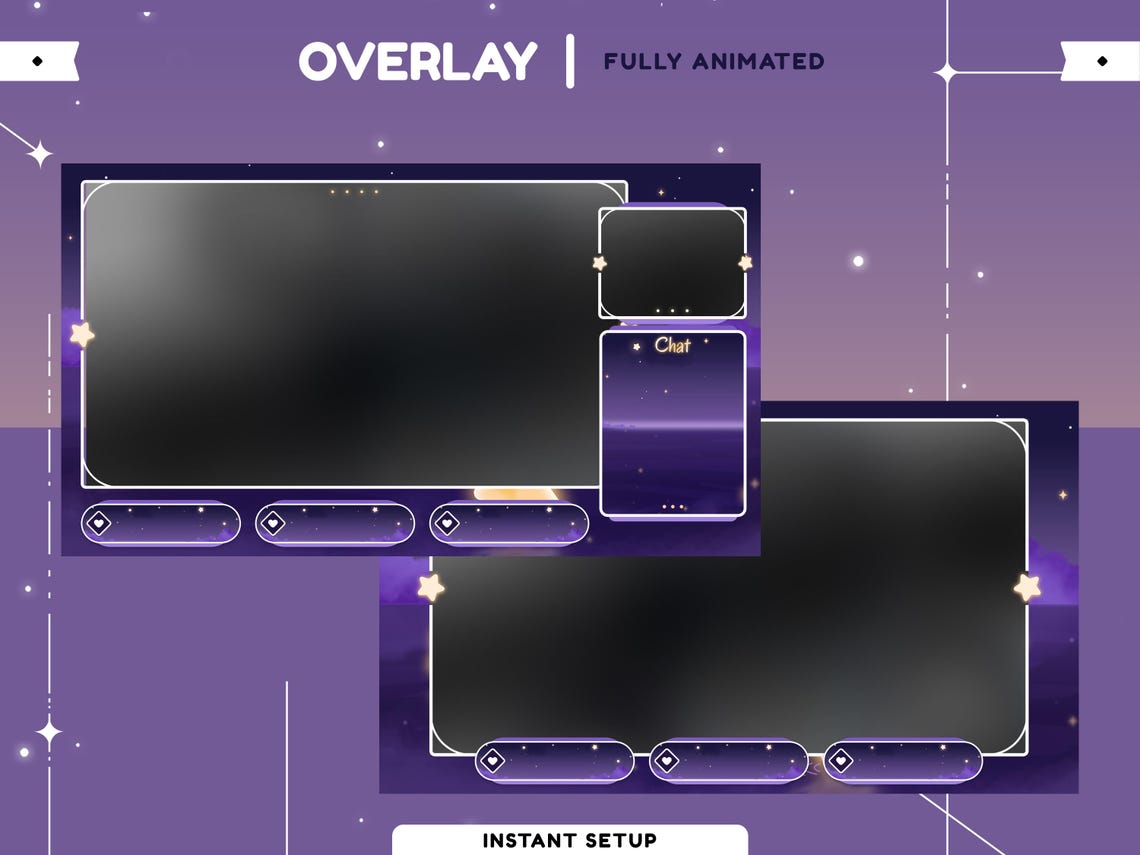 Glowy Ocean Animated Stream Overlay Package Twitch Bundle, Floating ...