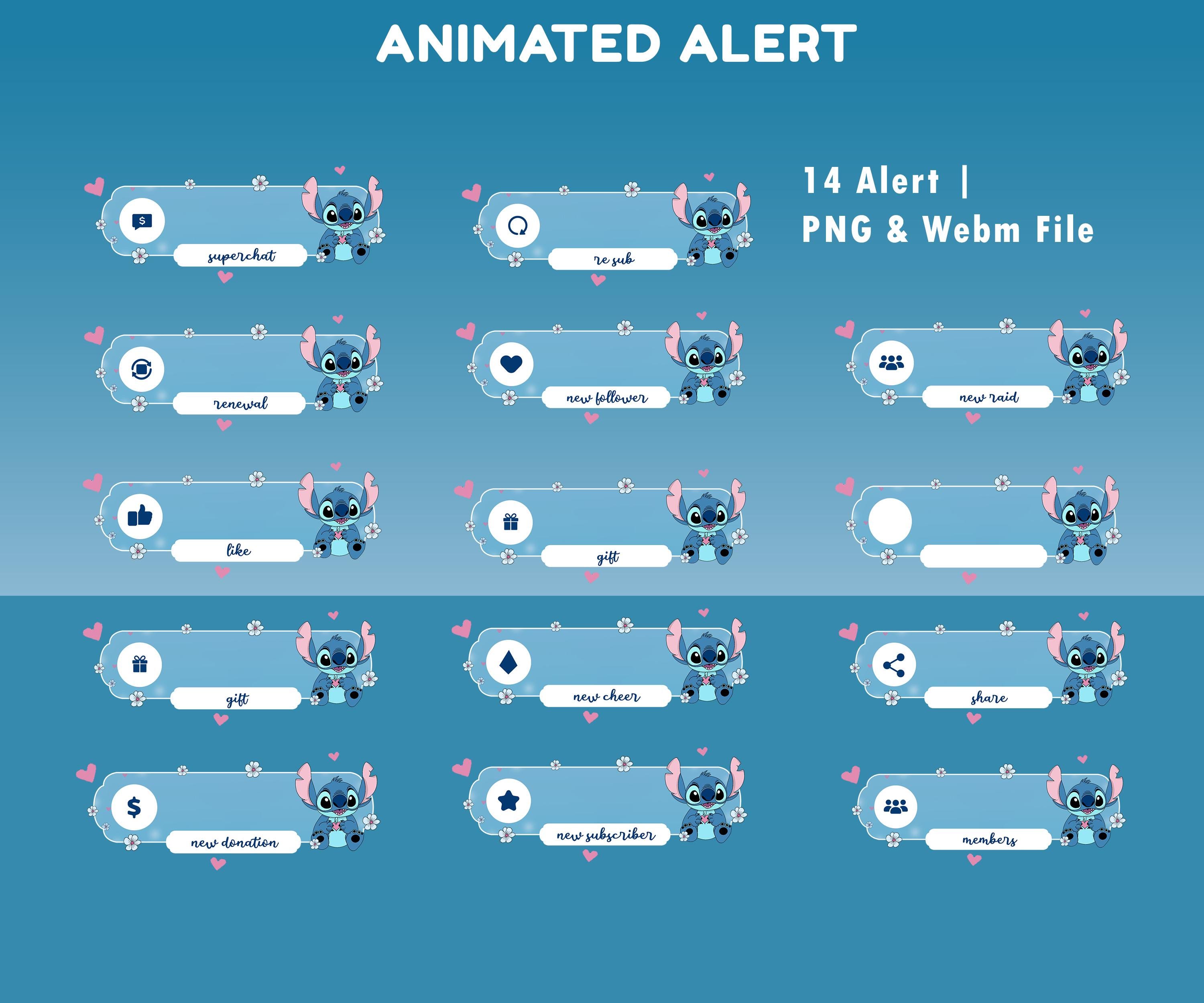 Sweet Stitch Animated Stream Overlay Package, Tiktok Overlay, Blue ...