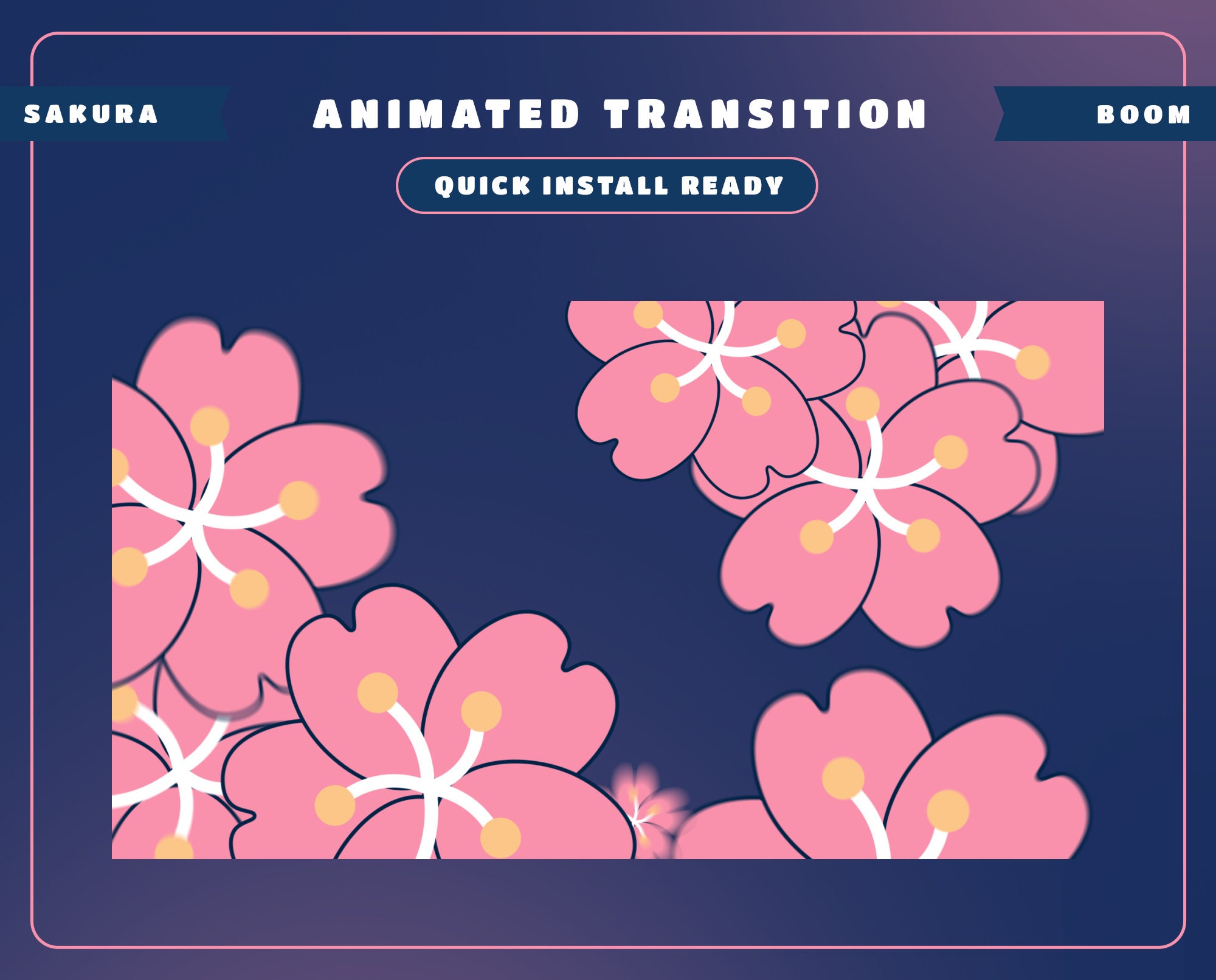 Sakura Boom Animated Overlay Package | Japan Theme | Vtuber Overlay ...