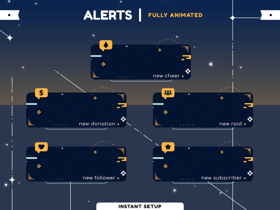 Celestial Harmony Animated Stream Alert Package, Animated Alerts Royal ...