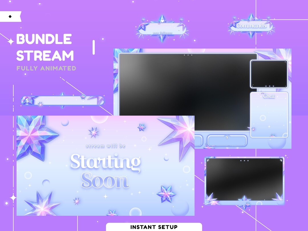 Star Crystal Animated Stream Overlay Package for Twitch, Crystal Stream ...