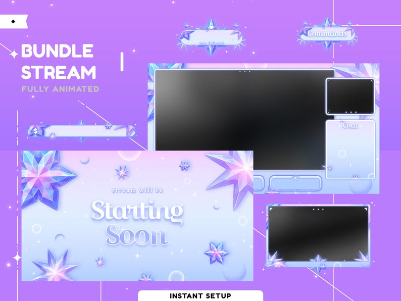 Star Crystal Animated Stream Overlay Package for Twitch, Crystal Stream ...