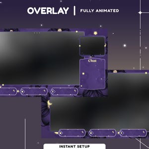 Moonshade Flower Animated Stream Overlay Package Twitch Bundle, Dark ...