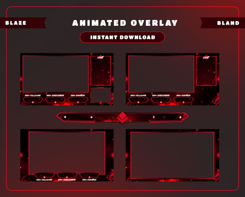 Blaze Blend Animated Stream Overlay Package for Twitch, Youtube, Kick ...