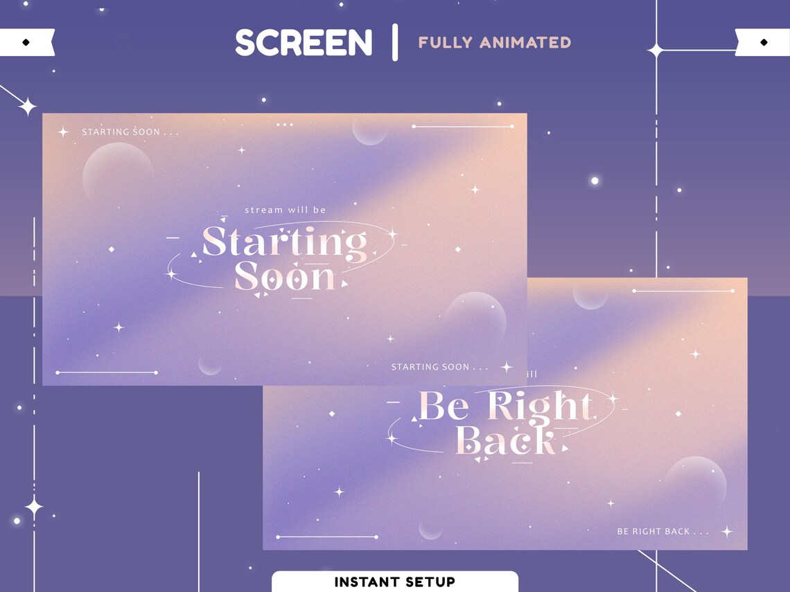 Soft Cosmos Animated Stream Screen for Twitch, Youtube, Purple Peach ...