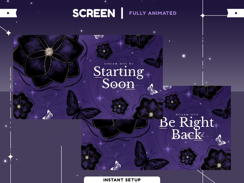 Nocturne Flora Animated Stream Screen, Dark Floral Aesthetic Screen ...