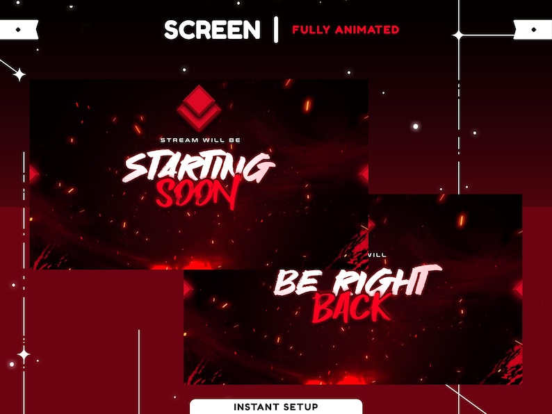 Blaze Blend Animated Stream Overlay Package for Twitch, Youtube, Kick, Black Fire Overlay ...