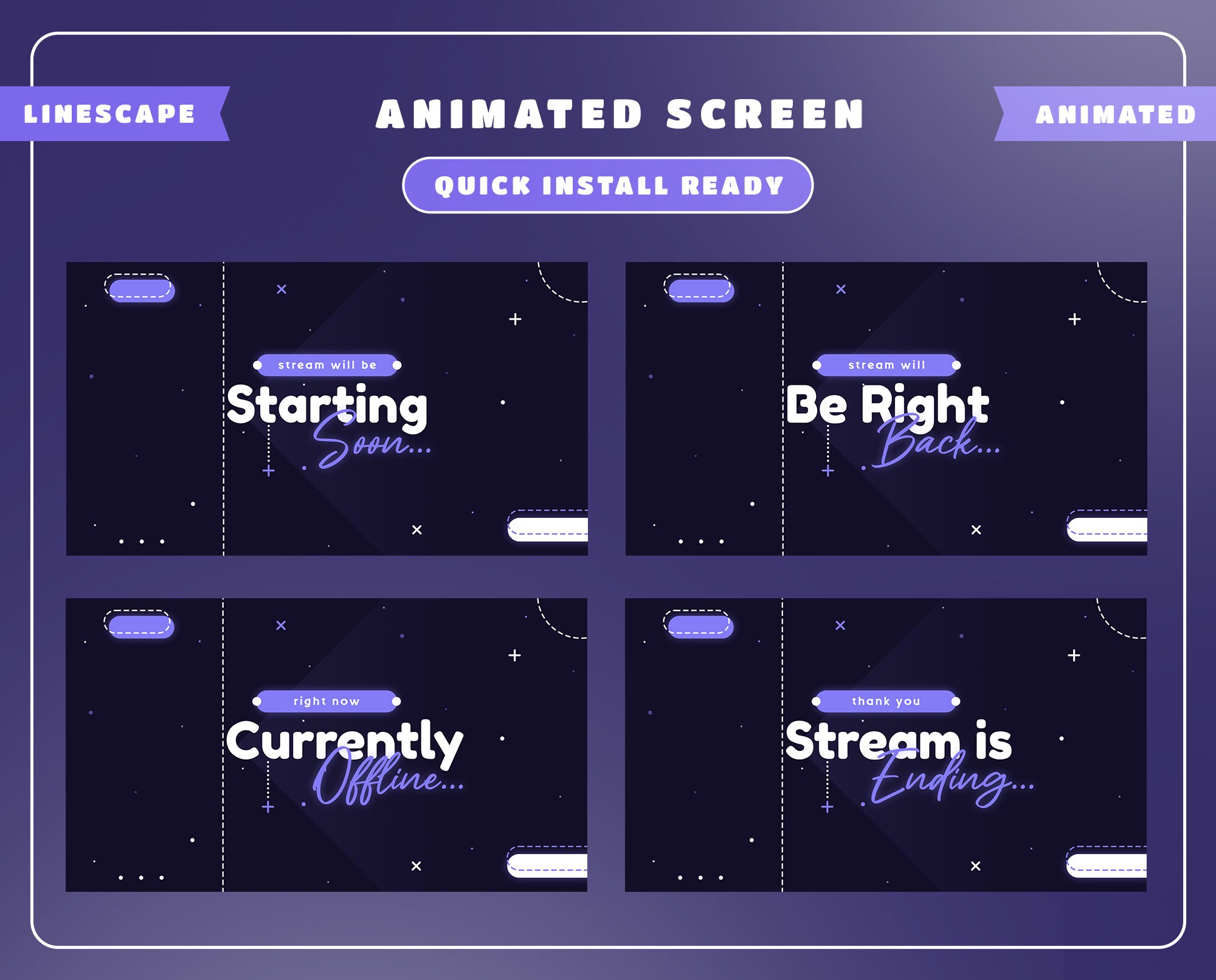 Linescape Animated Overlay Package Simple Theme Vtuber Overlay Panel ...