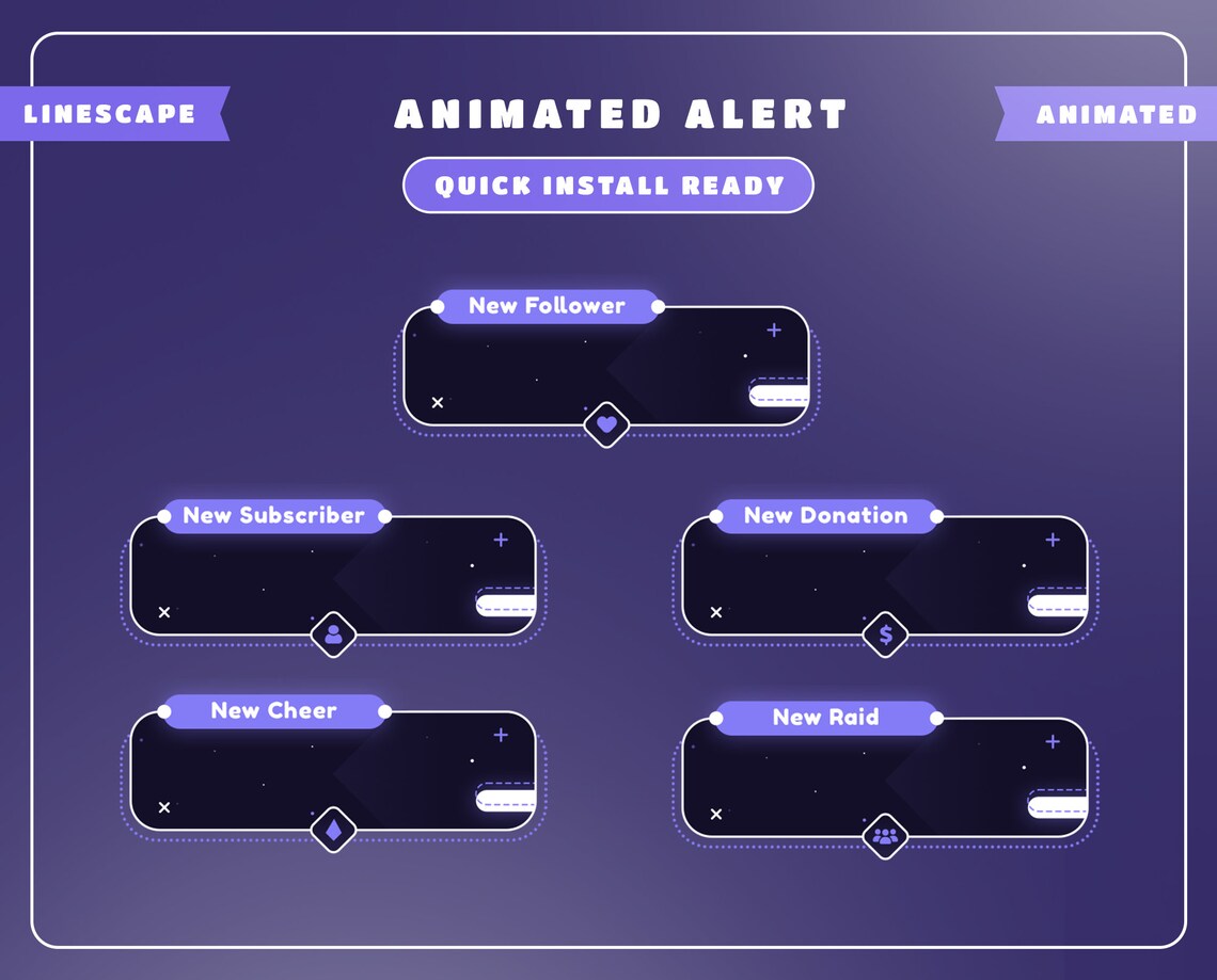 Linescape Animated Overlay Package Simple Theme Vtuber Overlay Panel ...