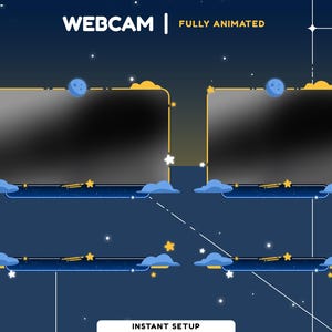 Night Skylight Animated Overlay Package | Galaxy Theme | Vtuber Overlay ...