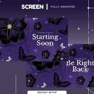 Nocturne Flora Animated Stream Overlay Package for Twitch, Youtube Kick ...