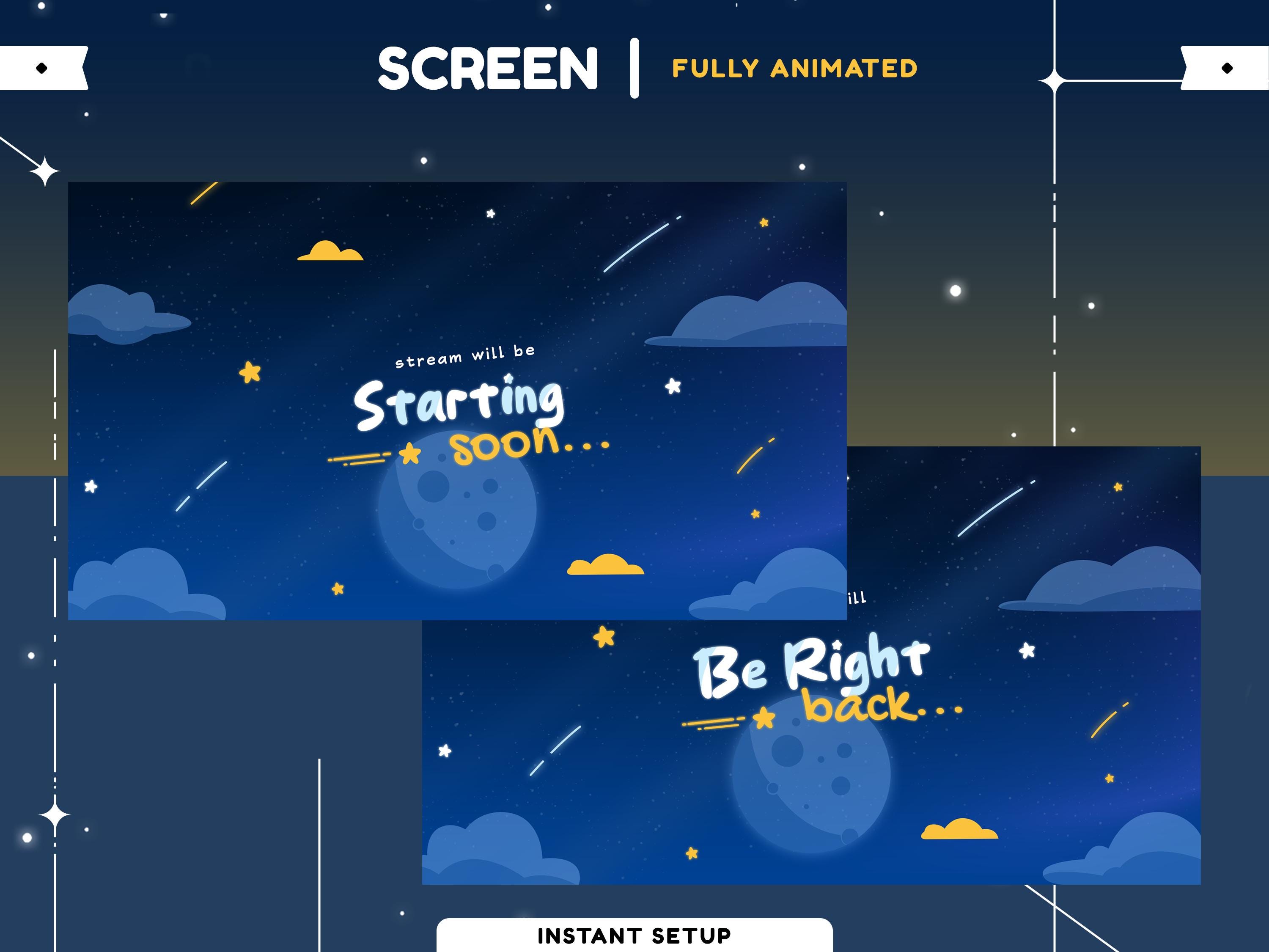 Night Skylight Animated Stream Screen | Galaxy Theme | Vtuber Overlay ...
