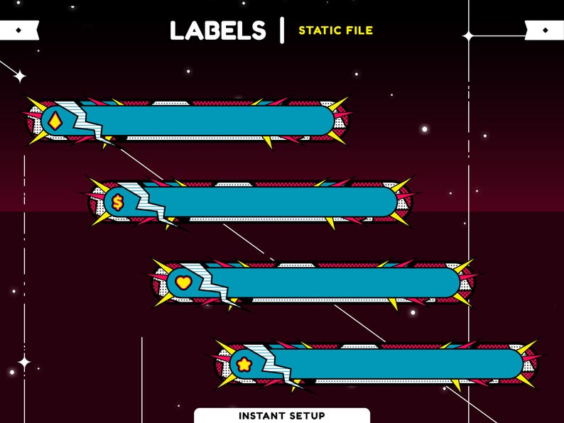 Pop Art Animated Stream Overlay Package for Twitch, Youtube,kick, Comic ...