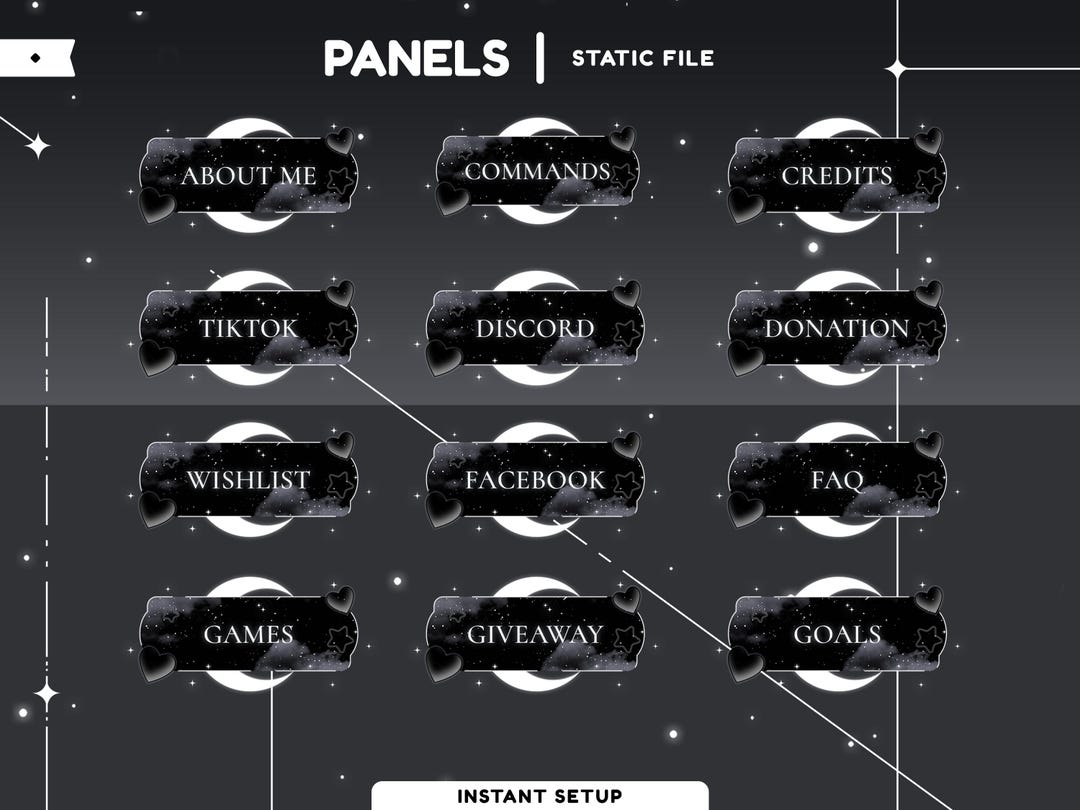 Starveil Static Stream Panel Pack, Dark Aesthetic Overlay, Galaxy ...