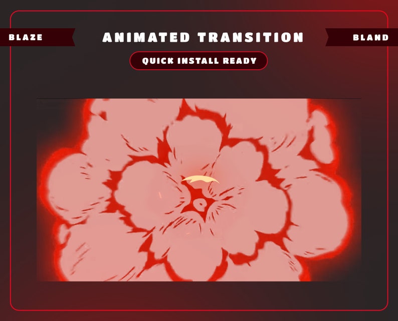 Blaze Blend Animated Stream Overlay Package for Twitch, Youtube, Kick, Black Fire Overlay ...