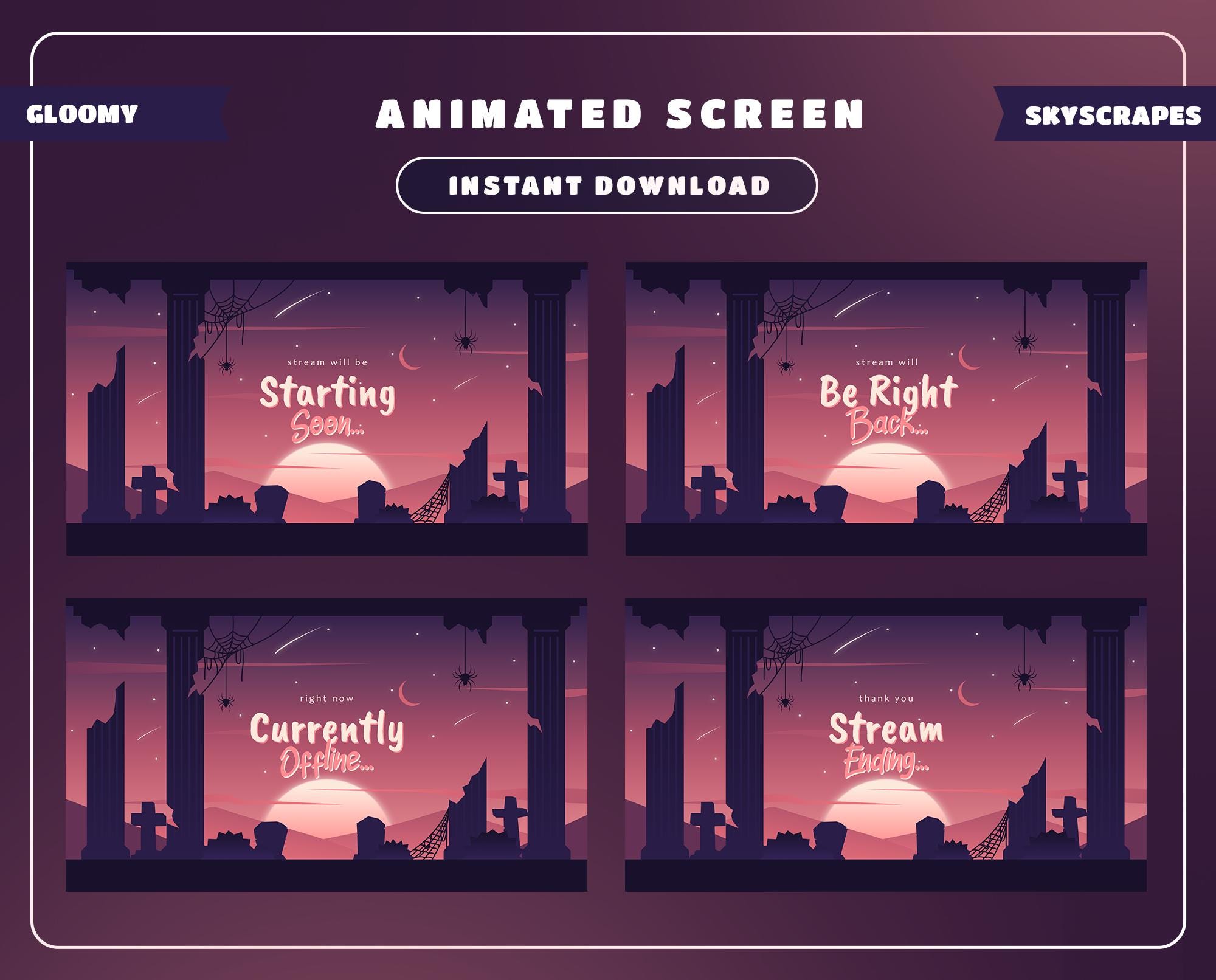 Gloomy Skyscrapes Animated Stream Screen for Twitch Youtube, Screen ...
