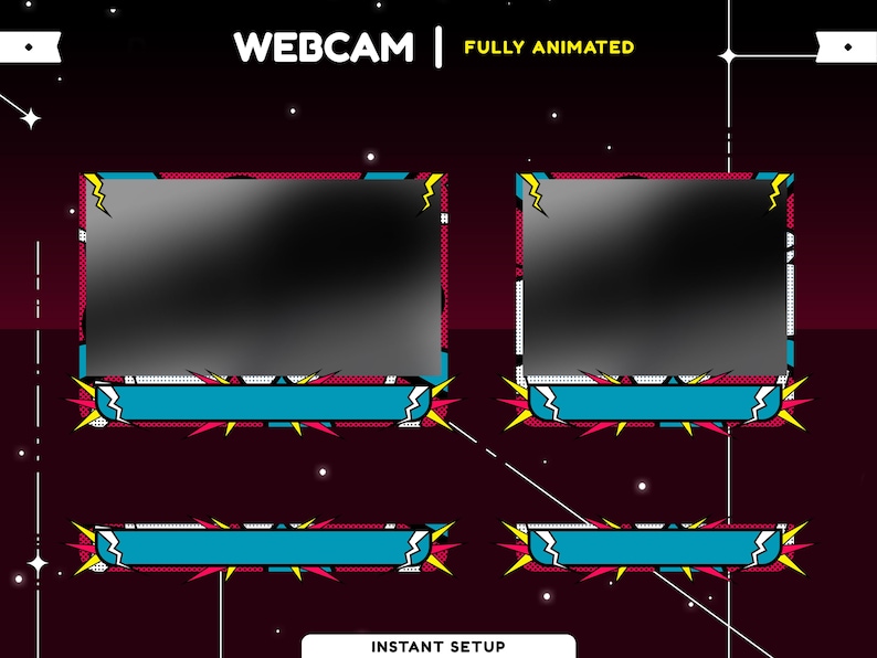 Pop Art Animated Stream Overlay Package for Twitch, Youtube,kick, Comic ...