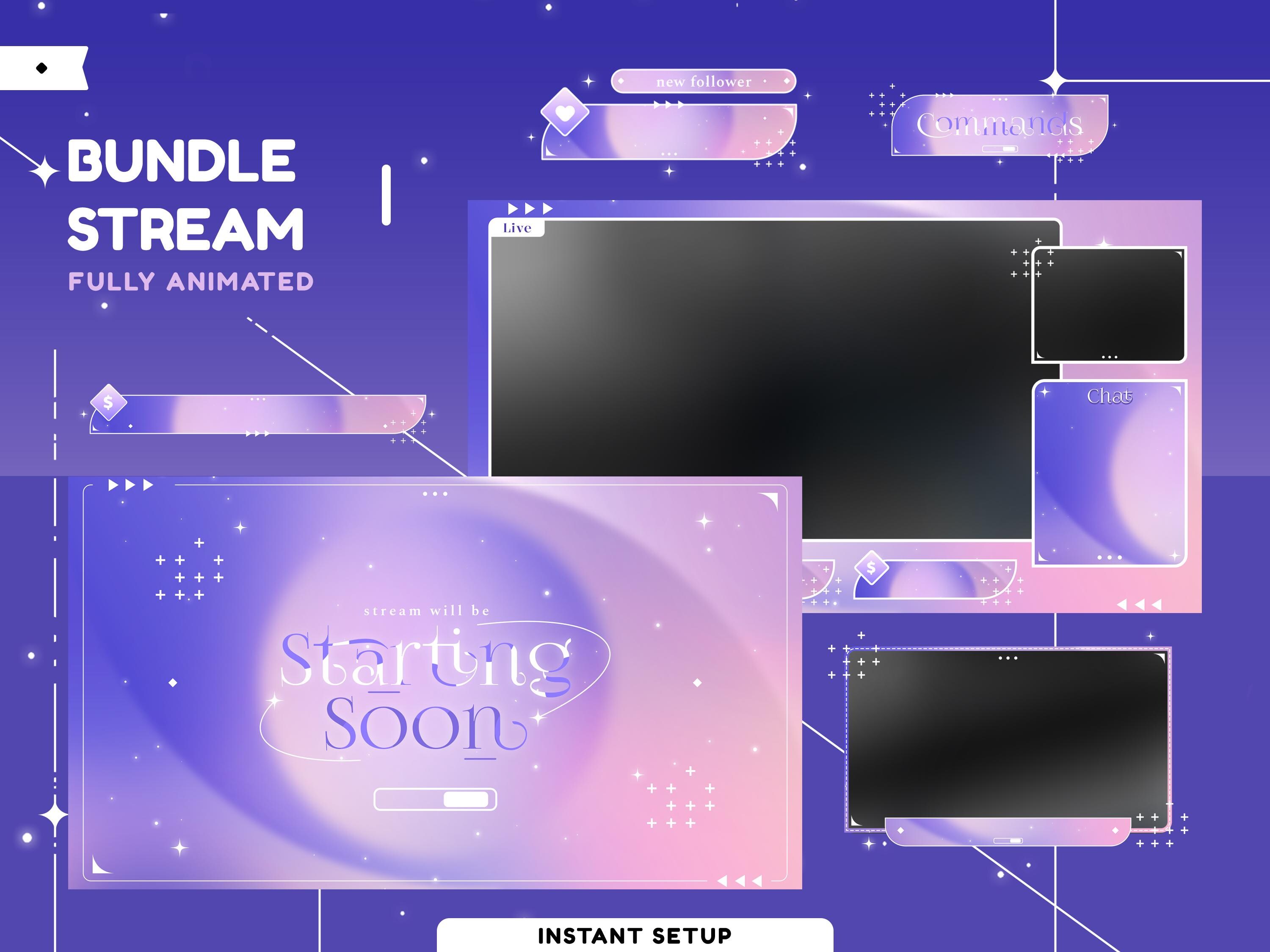 Cosmic Lovely Animated Stream Overlay Package for Twitch, Youtube, Kick ...