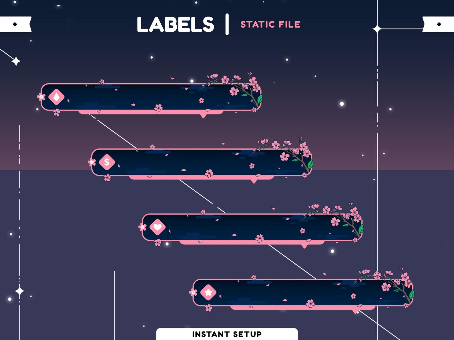 Sakura Boom Animated Overlay Package | Japan Theme | Vtuber Overlay ...