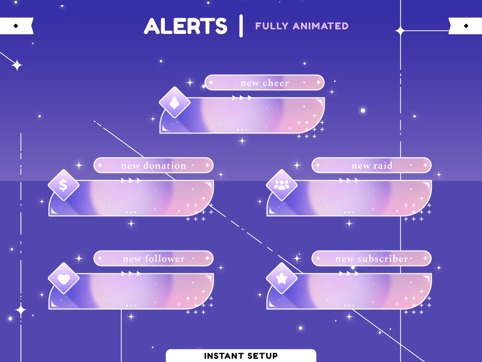 Cosmic Lovely Animated Stream Overlay Package for Twitch, Youtube, Kick ...