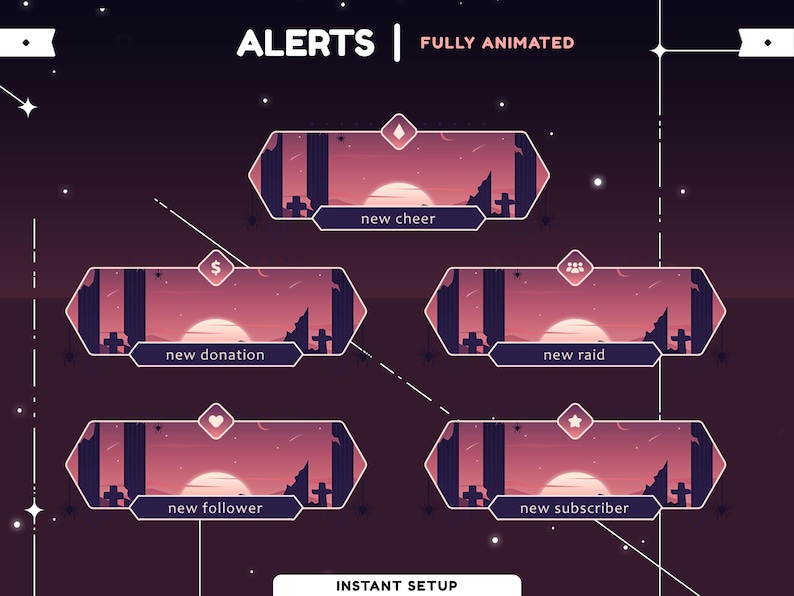 Gloomy Skyscrapes Animated Stream Alert Package, Halloween Theme ...