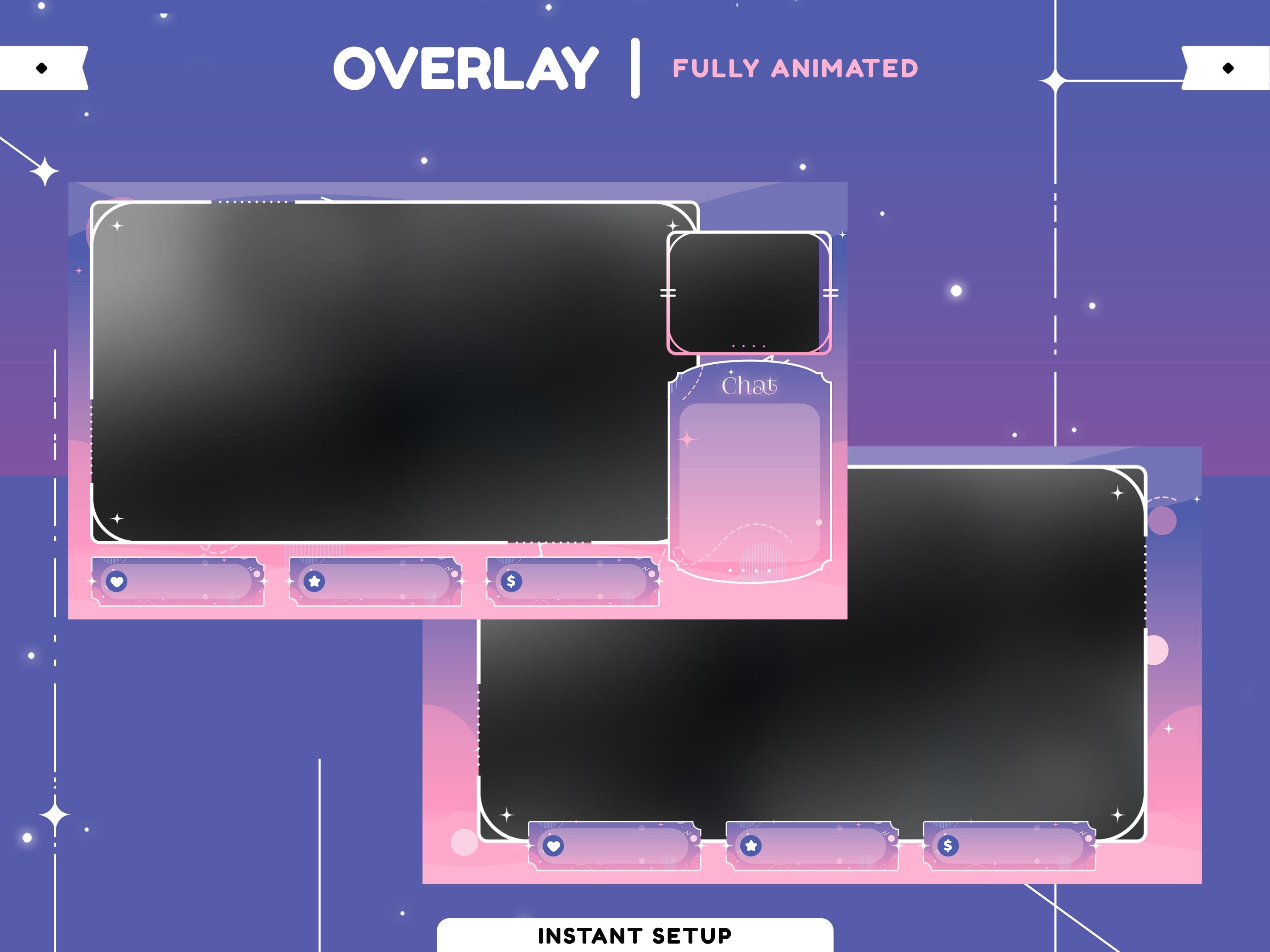 Aurora Pulse Animated Stream Overlay Package for Twitch, Soft Gradient ...
