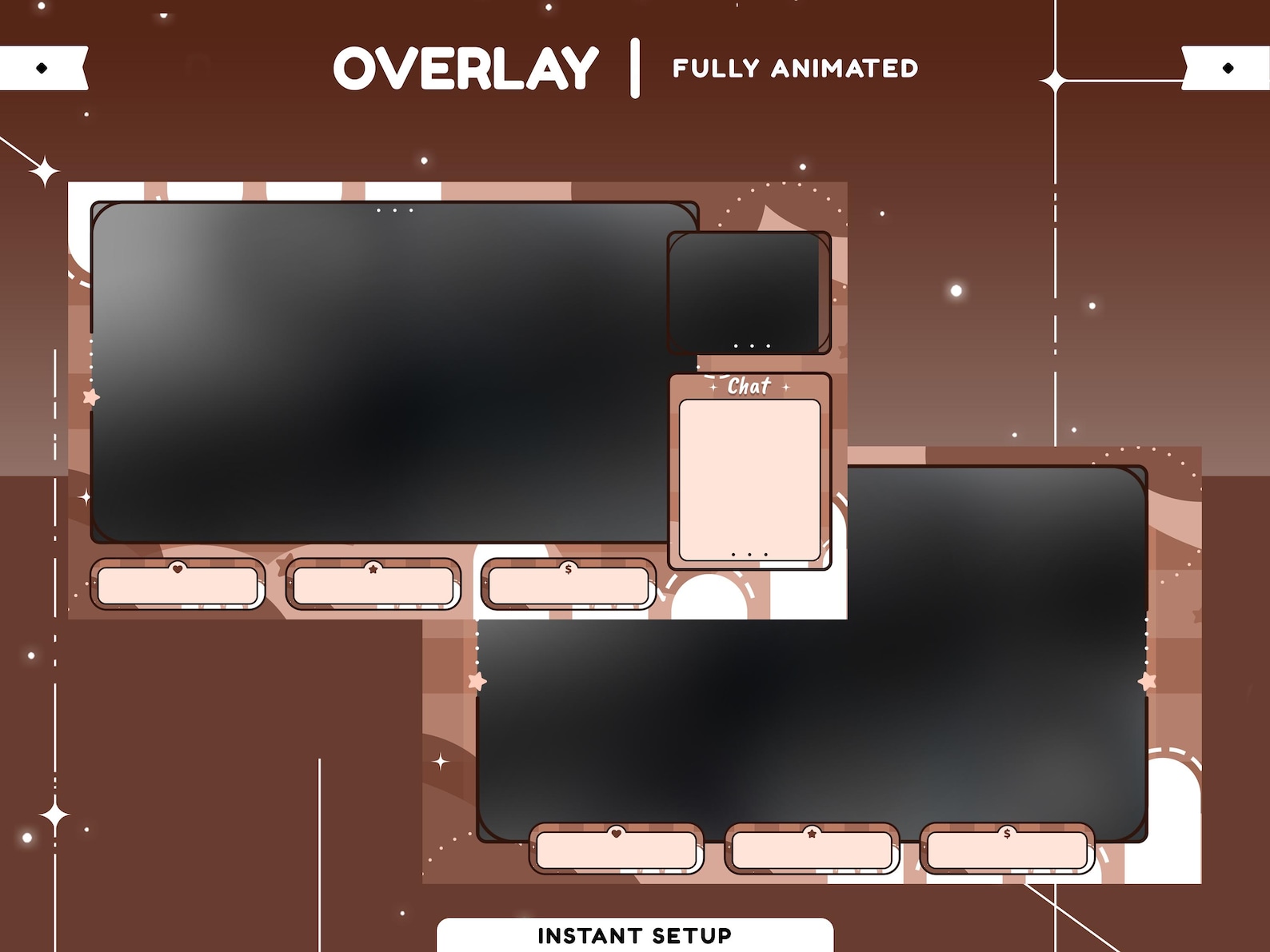 Cocoa Cloud Animated Overlay Package, Brown Aesthetic Stream Overlay ...