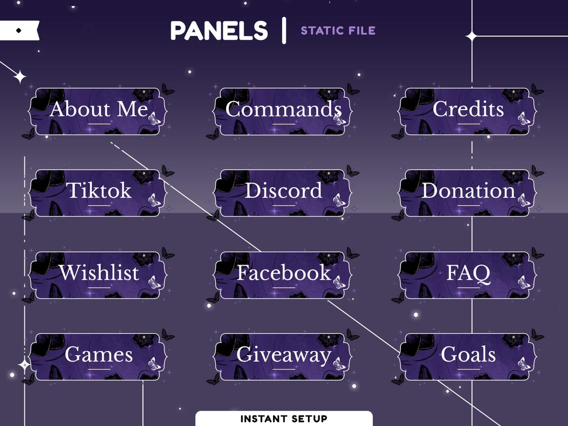 Nocturne Flora Static Stream Panel Pack, Flora Stream, Dark Aesthetic ...