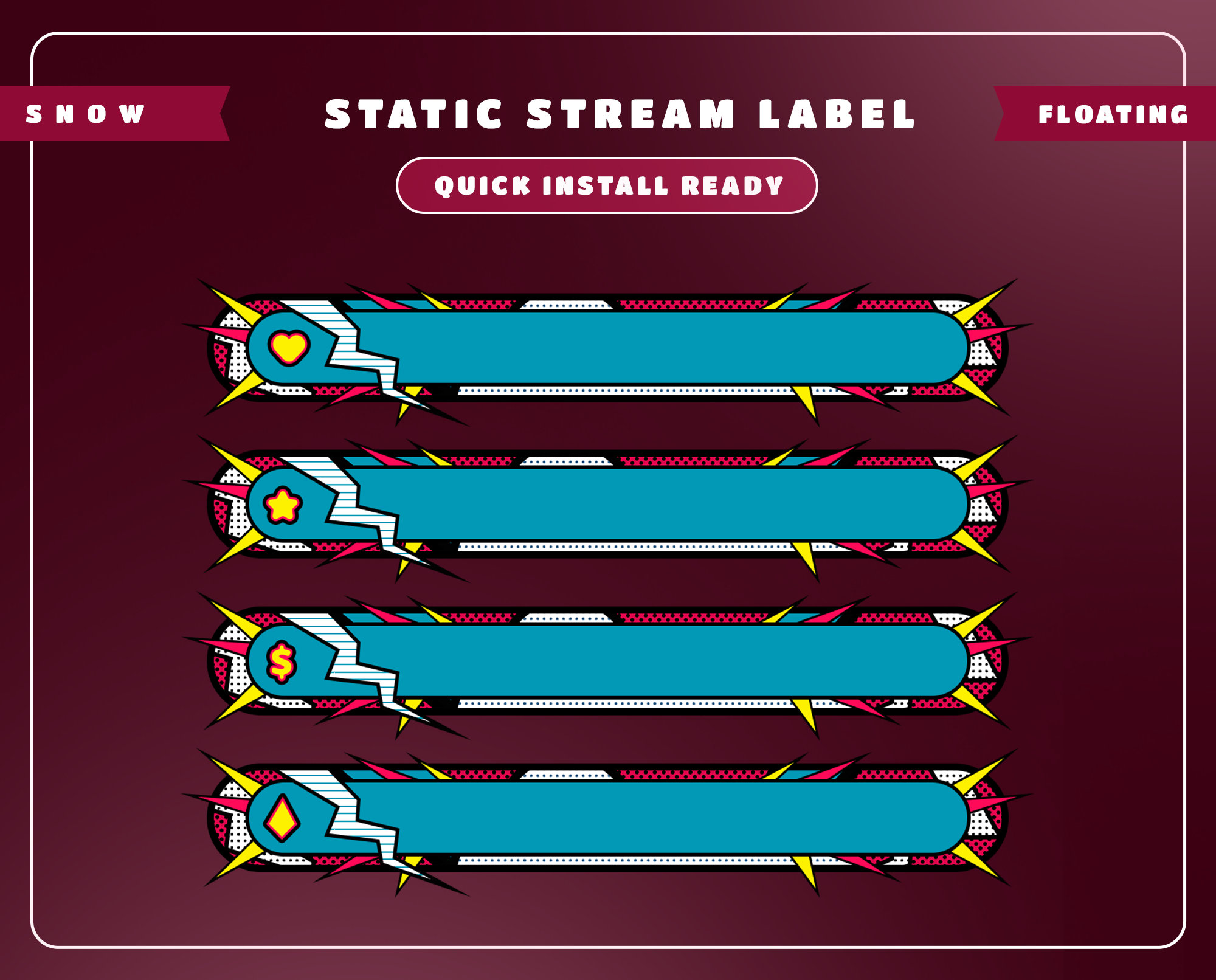 Pop Art Animated Stream Overlay Package for Twitch, Youtube,kick, Comic ...