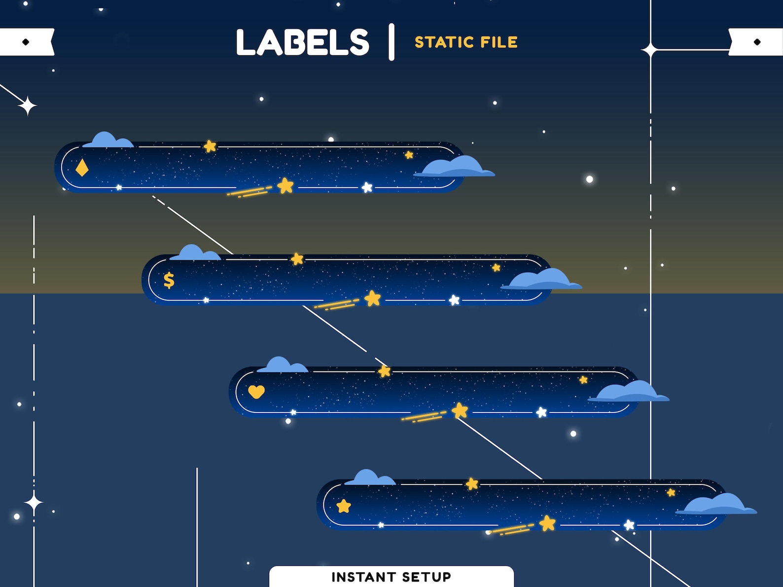 Night Skylight Animated Overlay Package | Galaxy Theme | Vtuber Overlay ...