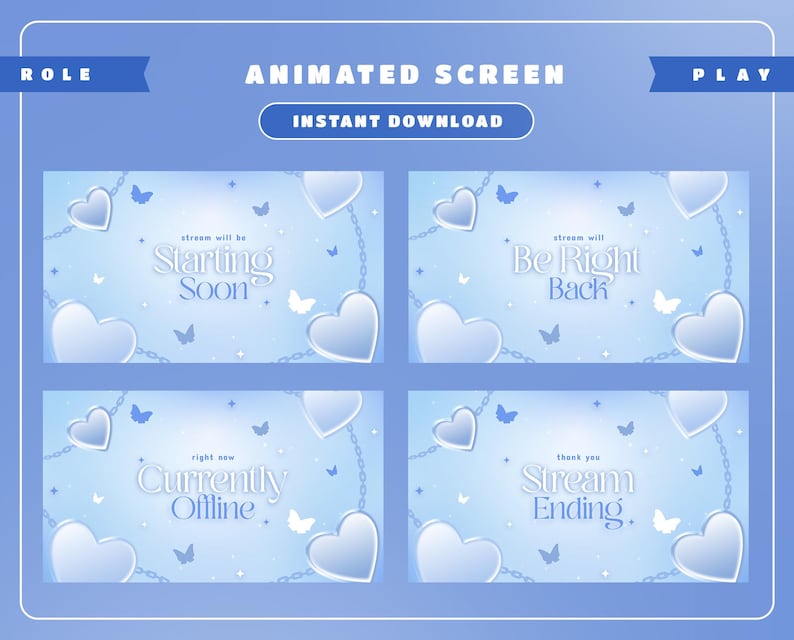 Love Sick Aesthetic Animated Stream Screen for Twitch, Youtube, Blue ...