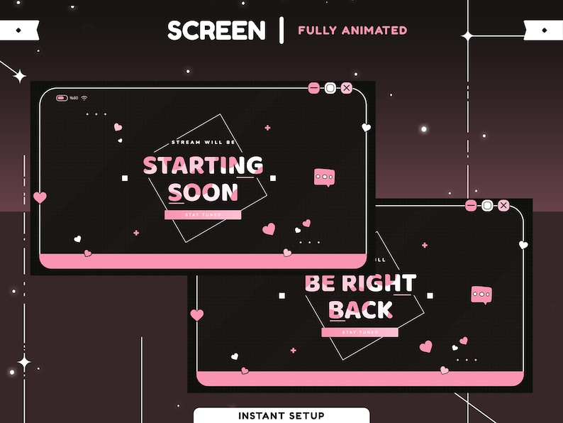 Lovely UI Animated Stream Overlay Package for Twitch Youtube, Kick ...