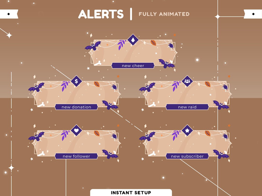 Choco Cobweb Animated Stream Alert Package, Halloween Alerts, Purple ...