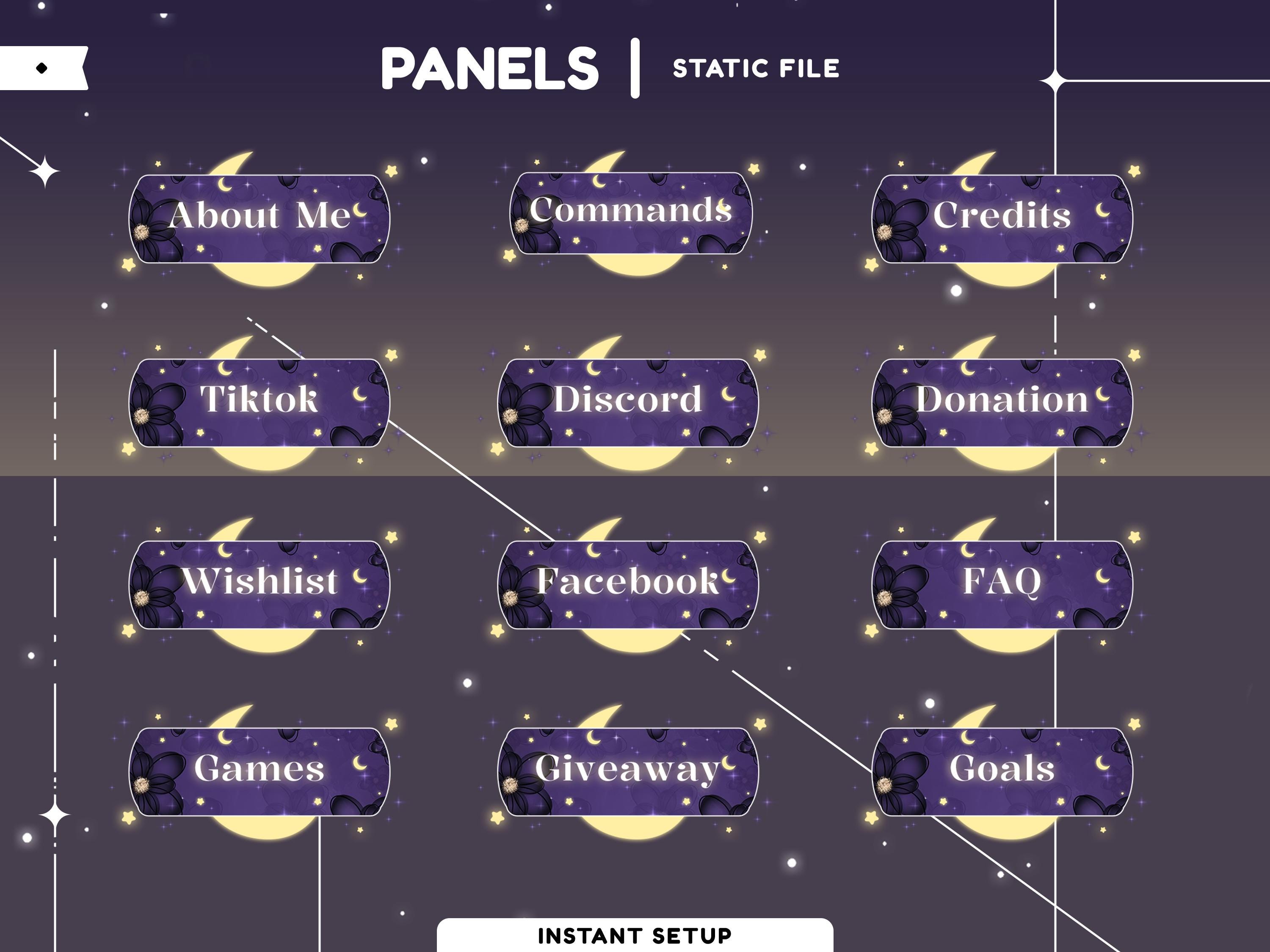 Moonshade Flower Animated Stream Overlay Package Twitch Bundle, Dark ...