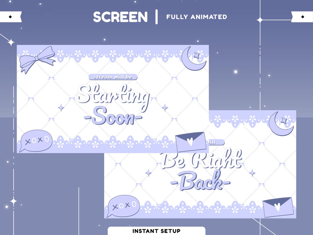 Lavender Lace Animated Stream Screen Twitch Overlay, Pastel Twitch ...