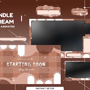 Cocoa Cloud Animated Overlay Package, Brown Aesthetic Stream Overlay ...