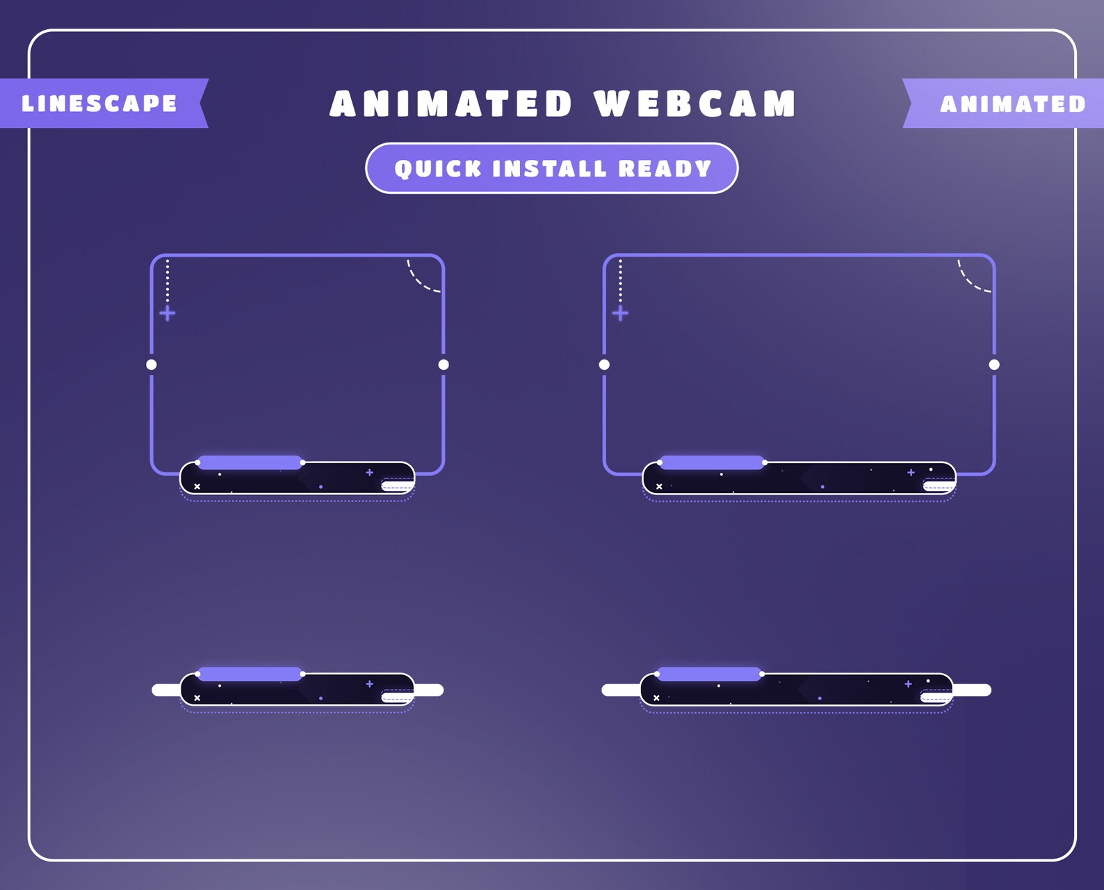 Linescape Animated Overlay Package Simple Theme Vtuber Overlay Panel Transition Alert Kawaii ...