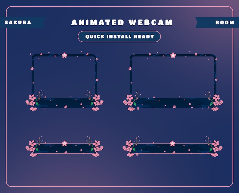 Sakura Boom Animated Overlay Package | Japan Theme | Vtuber Overlay ...