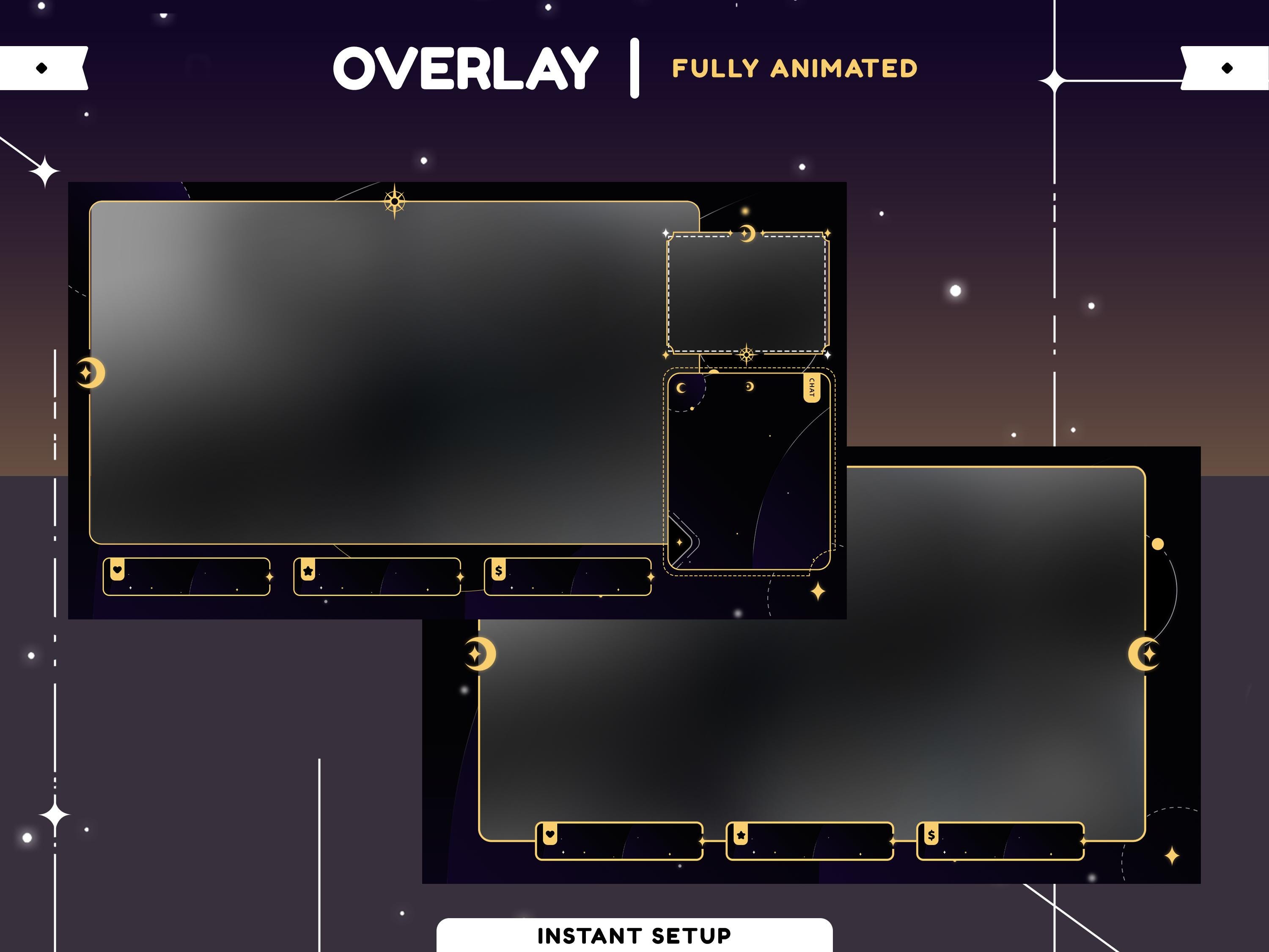 Celestial Nocturne Animated Overlay Package | Galaxy Theme | Vtuber ...