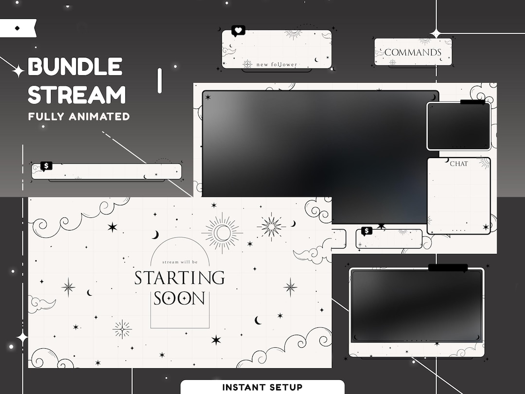 Celestial Ivory Animated Overlay Package, Celestial Theme, Minimalist ...