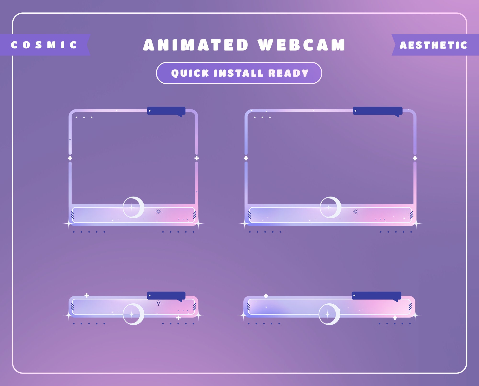 Cosmic Aesthetic Animated Stream Overlay Package for Twitch, Youtube ...