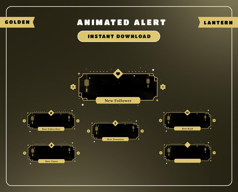 Golden Lantern Animated Stream Alert Package, Galaxy Theme Vtuber ...