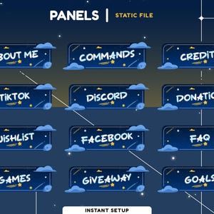 Night Skylight Animated Overlay Package | Galaxy Theme | Vtuber Overlay ...